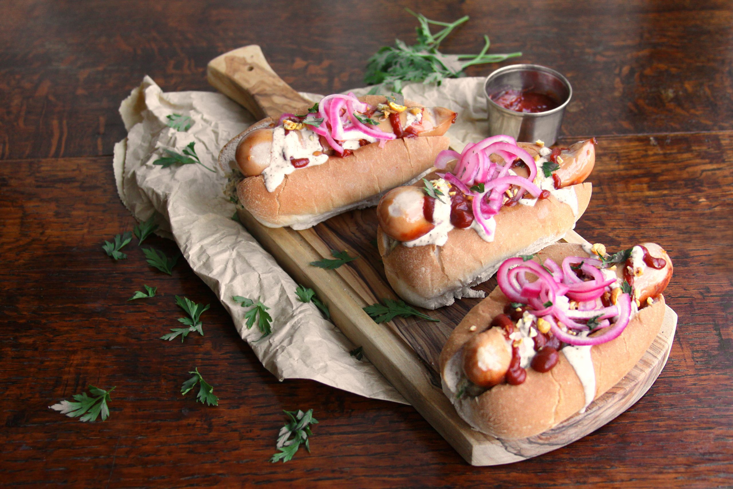Hot Dogs with Middle Eastern Inspired Toppings - Foodie Luce